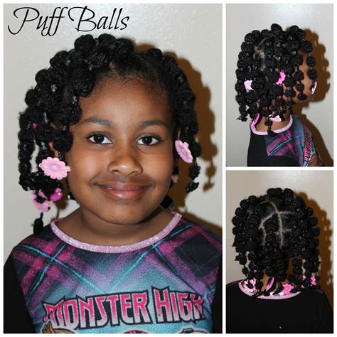 Hair Puff Balls Easy To Do Natural Hairstyle Only Product I Used On Her