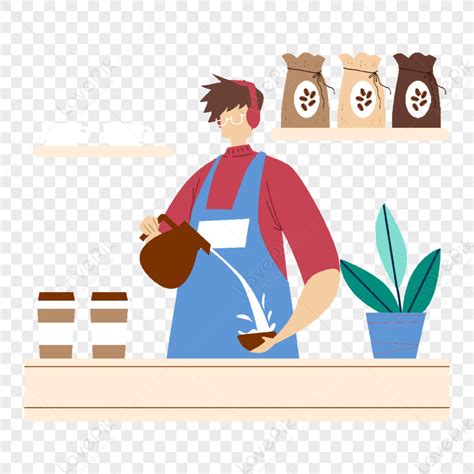 바리스타 커피 만드는 공장 그림 마스크 일러스트 사람 음식 캐릭터배너목소리 Png 일러스트 무료 다운로드 Lovepik
