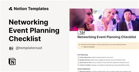 Networking Event Planning Checklist Template By Template Road Notion