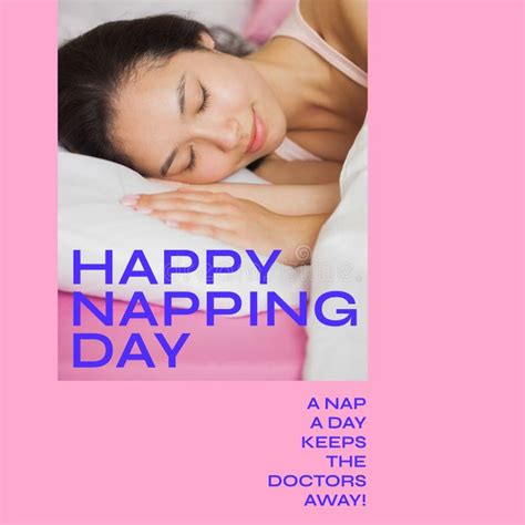 Image Of Happy Napping Day Text Over Asian Woman Sleeping In Bed Stock Image Image Of Napping