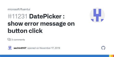datepicker show error message on button click · issue 11231 · microsoft fluentui · github
