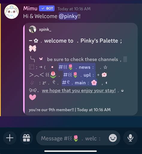 Mimu Welcome Message Copy And Paste