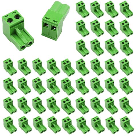 Kuosbiu 50pcs 2 Pin 5 08mm Pitch Pcb Mount Screw Terminal Block Connector Pluggable Quick Male