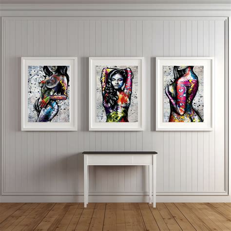 Wall Art Set Of 8 Sexy Woman Canvas Wall Art Tattooed Woman Canvas