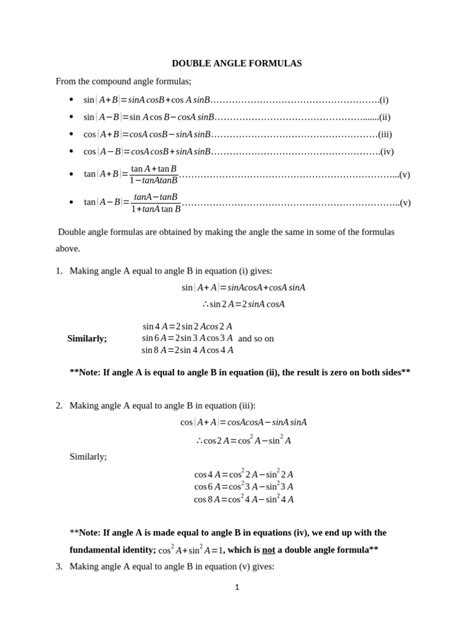Lecture 3 Double Angle Identities Pdf Geometry Mathematical
