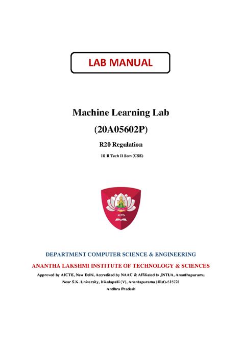 ml lab manual lab machine learning lab 20a05602p r20 regulation iii b tech ii sem cse