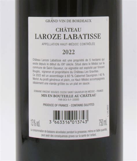Haut Médoc Chateau Laroze Labatisse 2022 La Cave Saint Vincent