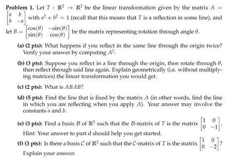 Solved Let T R 2 Rightarrow R 2 Be The Linear Transformation Chegg Com
