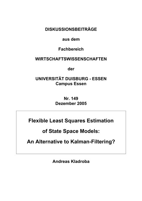 PDF Flexible Least Squares Estimation Of State Space Models An Alternative To Kalman Filtering