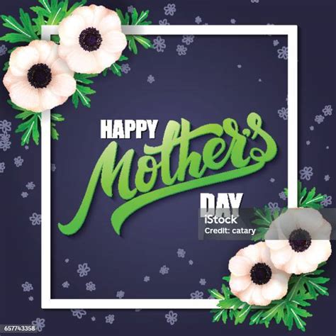 벡터 손으로 그려진된 어머니 피 아 네모 네 꽃 사각형 프레임 및 글자 견적하루 인사말 카드 해피 어머니의 날 격언에 대한 스톡 벡터 아트 및 기타 이미지 Istock