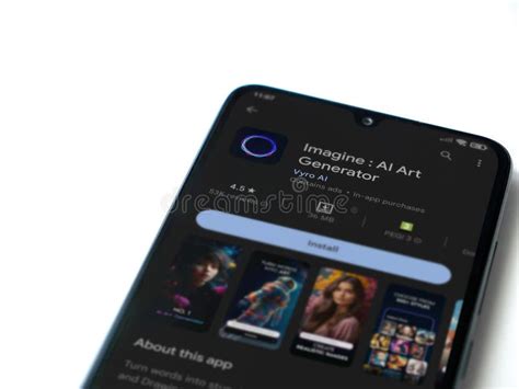 imagine ai art generator app play store page on smartphone on white