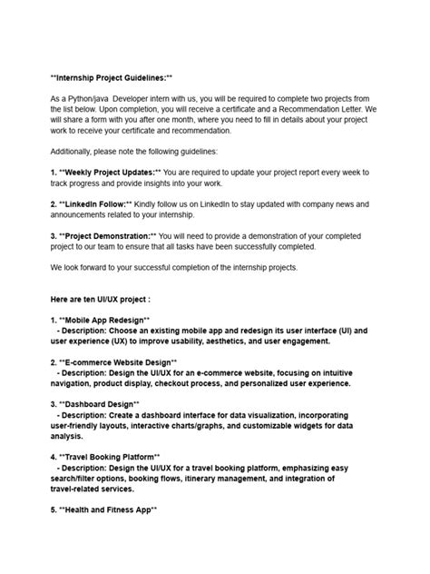 Internship Project Guidelines Ui Ux Pdf User Interface Mobile App