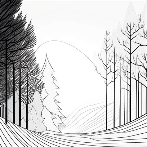 Premium Ai Image One Line Forest Background