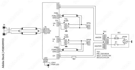 Schematic Diagram Of Digital Electronic Device On White Paper Sheet Vector Drawing Electrical