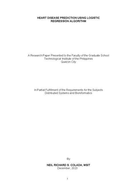 Heart Disease Predition Using Logistic Regression Algorithm I Heart