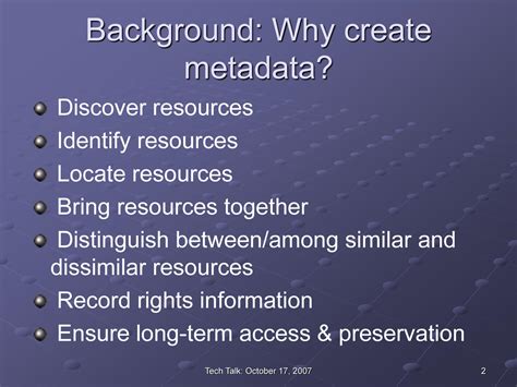 An Introduction To Mods The Metadata Object Description Schema Slide