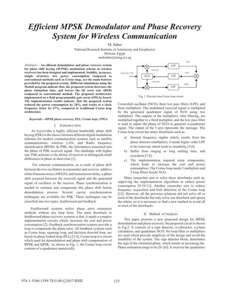 Pdf Efficient Mpsk Demodulator And Phase Recovery System For Wireless