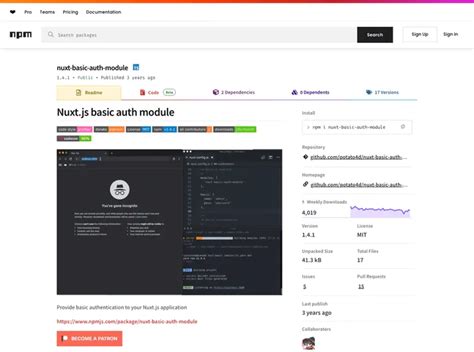 Nuxt Basic Auth Module By Potato4d A Nuxt Template Built At Lightspeed