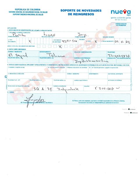 Formato Nueva Eps Pdf