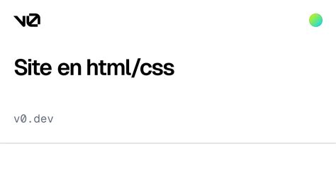 Site En Html Css V0 By Vercel