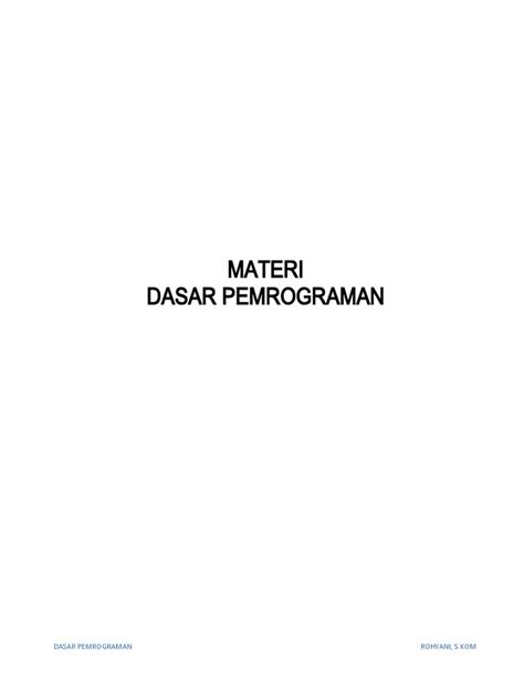 Materi Dasar Pemrograman Dan Algoritma Pdf