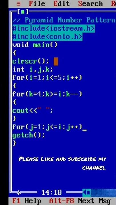 Pyramid Number Pattern Programming In C Part 2 Turbo C Kanhaiya Kumar Youtube