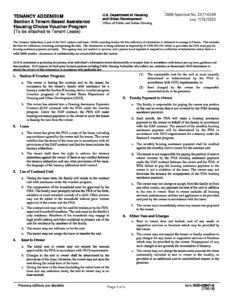 Section 8 Tenancy Addendum Hud 52641 A Housing Authority Of The