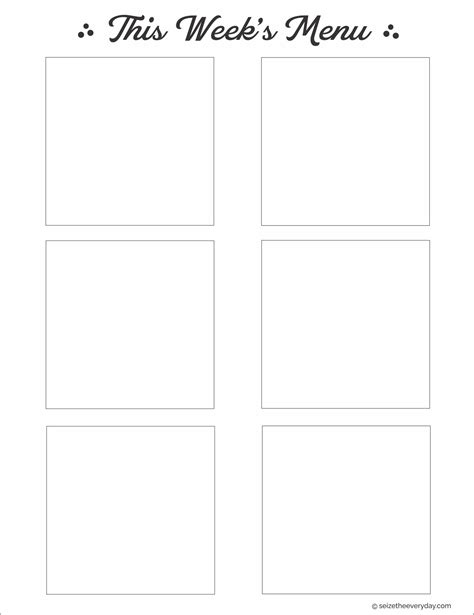 Sticky Note Weekly Menu Freebie Seize The Everyday