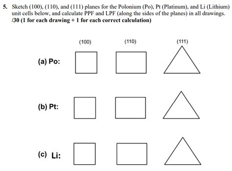 solved 5 ﻿sketch 100 110 ﻿and 111 ﻿planes for the