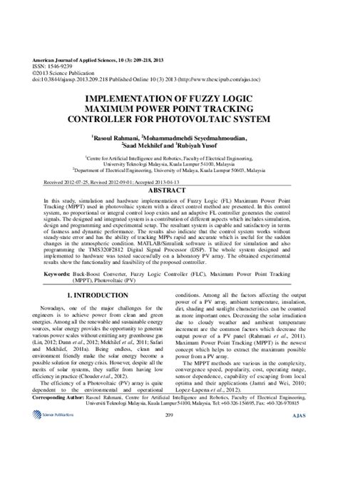 Pdf Implementation Of Fuzzy Logic Maximum Power Point Tracking