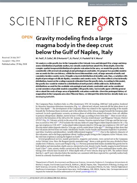 Gravity Modeling Finds A Large Magma Body In The Deep Crust Below The
