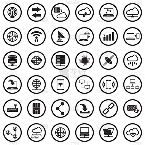 连接图标。圆形黑色平面设计。矢量插图。素材 花瓣网