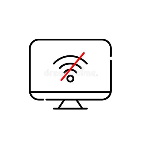 no wifi no internet connection on desktop computer stock vector illustration of device wave