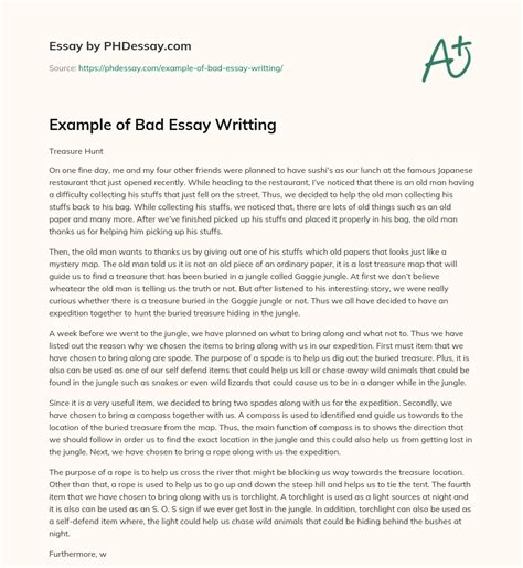 Example Of Bad Essay Writting