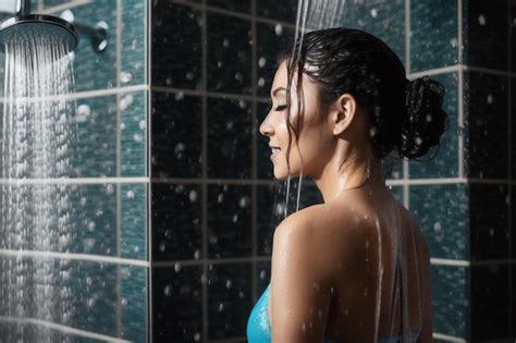 Sexy Young Woman Posing In The Shower Premium Ai Generated Image