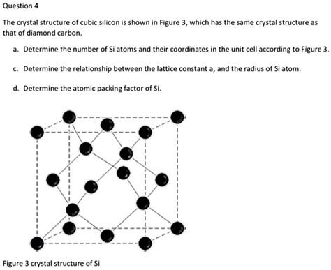 Solved Question The Crystal Structure Of Cubic Silicon Is Shown In Figure 3 Which Has The Same