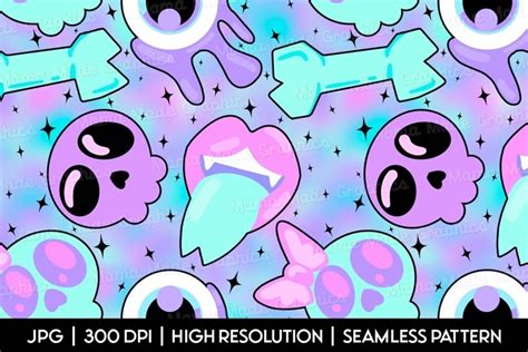 Pastel Goth Halloween Seamless Pattern Digital Paper