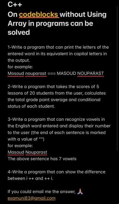 Solved C On Codeblocks Without Using Array 1 Write A