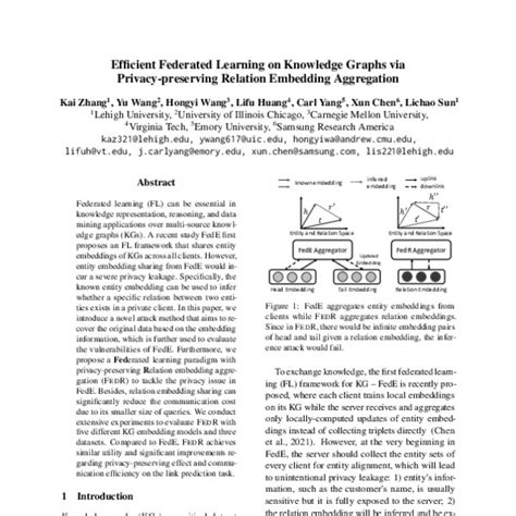 Efficient Federated Learning On Knowledge Graphs Via Privacy Preserving Relation Embedding