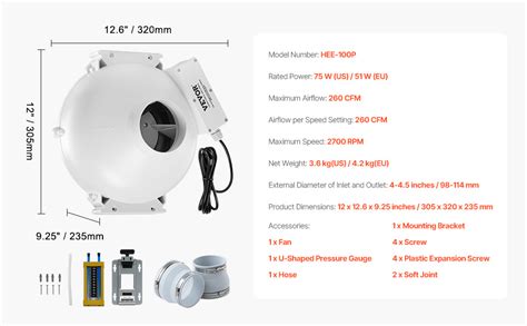 4 To 45 Radon Mitigation Fan System Kit Quiet 260 Cfm Inline Duct Waterproof Vevor Us 4 To 45 Radon Mitigation Fan System Kit Quiet 260 Cfm Inline Duct Waterproof Vevor Us