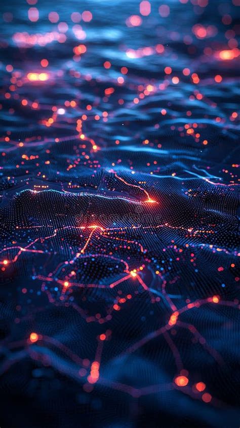 Luminous Glowing Pink Purple Blue Digital Landscape With Cube Particles Crypto Currency