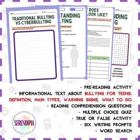 Bullying Nonfiction Reading Comprehension Cyberbullying Informational