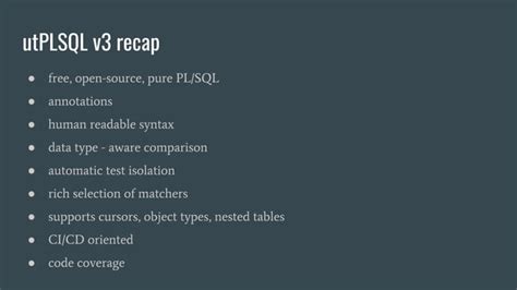 Prohuddle Utplsql V3 Ultimate Unit Testing Framework For Oracle Ppt