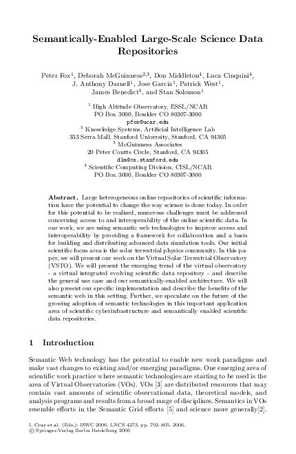 Pdf Semantically Enabled Large Scale Science Data Repositories Jose
