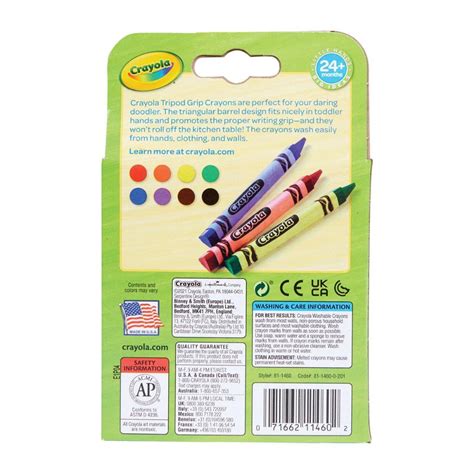Washable Crayola® 8 Pack Anti Roll Triangular Crayons