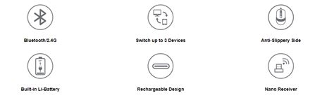 A Tech FB CS Dual Mode Bluetooth G Wireless Rechargeable Silent Click Mouse Grayish White