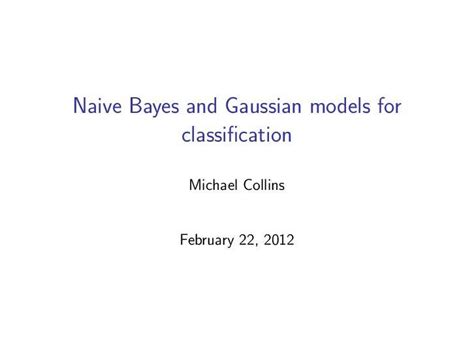 Pdf Naive Bayes And Gaussian Models For Classification Dokumentips