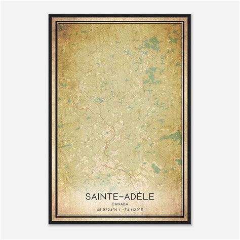 Vintage Sainte Adele Canada Map Poster Sainte Adele City Road Wall Art