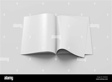 Blank Magazine Pages With Glossy Paper On White Background 3d