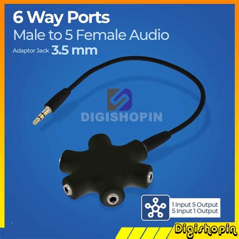Jual Adapter Jack 3 5 Mm Hub 6 Ports Male To 5 Female Audio Earphone 3 5mm Jack Splitter Adapter